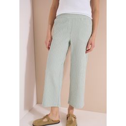 Stoffhose Cecil, Damen, Gr. L, L&auml;nge 26, gr&uuml;n (crystal mint), Stoff, 73% Viskose, 25% Polyester, 2% Elasthan, gestreift, loose fit 7/8-L&auml;nge, Hosen Stoffhose, mit gestreiftem Seersucker-Look
