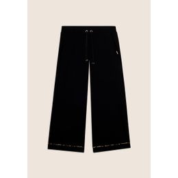 Culotte Freddy "Jersey 7/8 tel Culotte", Damen, Gr. L, N-Gr, schwarz with leopard stripe, Jersey, Obermaterial: 90% Baumwolle, 10% Elasthan, unifarben, bequem 7/8-L&auml;nge, Hosen Culotte, mit elastischem Bund und Tunnelzug, bequem, weites Bein