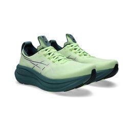 Laufschuh asics "GEL-NIMBUS 28", Herren, Gr. 42,5, illuminate gelb, foggy teal, Synthetik, Schuhe Laufschuh, mit Knit-Obermaterial, mit FF BLAST PLUS D&auml;mpfung
