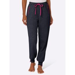 Relaxhose feel good, Damen, Gr. 40/42, Normalgr&ouml;&szlig;en, blau (marine, pink), 60% Baumwolle, 40% Polyester, unifarben, Hosen Relaxhose