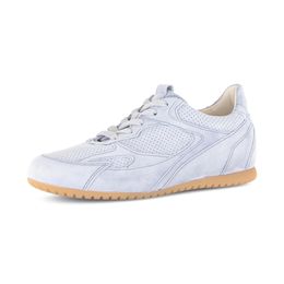 Sneaker Gabor "DAVOS", Damen, Gr. 35, blau, Ziegenveloursleder, Schuhe Sneaker, Freizeitschuh, Halbschuh, Schn&uuml;rschuh mit Lochmuster, G-Weite