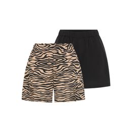 Shorts Laura Scott, Damen, Gr. 34, N-Gr, schwarz, Web, Obermaterial: 100% Polyester, bedruckt, bequem kurz, Hosen Shorts, kurze Webhose mit weitem Bein, bequemer Sitz durch Gummizug am Bund