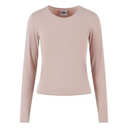 Longsleeve Urban Classics "Urban Classics Ladies Basic Super Slim Longsleeve", Damen, Gr. L, rosa (powderrose), 90% Baumwolle, 10% Elasthan, unifarben, slim fit, Rundhals, Shirts