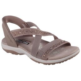 Sandale Skechers "REGGAE SLIM-SUMMER SPARKLE", Damen, Gr. 37, braun (hellbraun), Lederimitat, Textil, Glitzer, Schuhe Sandale, Sandalette, Schlupfschuh mit Slip-ins Funktion