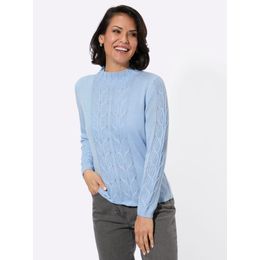 Stehkragenpullover Casual Looks "Stehkragen-Pullover", Damen, Gr. 36, eisblau, 100% Polyacryl, unifarben, Pullover Stehkragenpullover