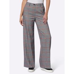 Webhose Heine, Damen, Gr. 34, Normalgr&ouml;&szlig;en, rot (schwarz, rostrot, kariert), 64% Polyester, 34% Viskose, 2% Elasthan, bedruckt, gemustert, kariert, mehrfarbig, Hosen