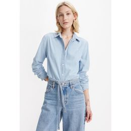 Levi's Jeansbluse LEVI'S "THE CLASSIC BW SHIRT", Damen, Gr. L, blau (dazed light stone), Web, Obermaterial: 100% Baumwolle, unifarben, regular fit normal, V-Ausschnitt, mit Kn&ouml;pfen, Blusen Jeansbluse