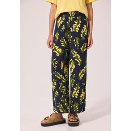Stoffhose STREET ONE STUDIO, Damen, Gr. 32, L&auml;nge 28, maritime blau, Stoff, 100% Viskose, gebl&uuml;mt, loose fit kn&ouml;chelfrei, Hosen Stoffhose, mit Elastikbund