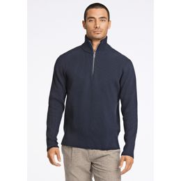 Troyer LINDBERGH "Troyer Relaxed Fit", Herren, Gr. L, blau (navy), Obermaterial: 80% Baumwolle, 20% Polyester, unifarben, hoch geschlossener Ausschnitt, Pullover Troyer