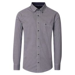 Langarmhemd Casamoda "Casamoda Freizeithemd Print", Herren, Gr. L, Normalgr&ouml;&szlig;en, blau (dunkelblau), 100% Baumwolle, bedruckt, l&auml;ssig geschnitten, Hemden