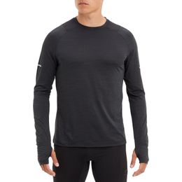 Laufshirt Energetics "He.-Langarmshirt Ailo LS M", Herren, Gr. XXL, melange, schwarz, schwarz, Single Jersey, Obermaterial: 88% Polyester, 12% Elasthan, gestreift, normal, Rundhals, Raglan&auml;rmel eingefasste Kante, Shirts Laufshirt