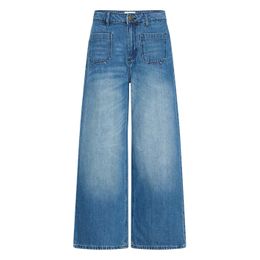 Weite Jeans Ichi "Casual Hose IHPAMMY", Damen, Gr. 27, N-Gr, blau (medium blau), Obermaterial: 100% Baumwolle CO., Hosen