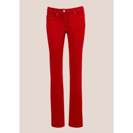 Madeleine Mode Regular-fit-Jeans MADELEINE "Denimhose Schmale Jeans im Five-Pocket-Style", Damen, Gr. 17, N + K Gr, rot, Obermaterial: 95% Baumwolle CO. 5% Elasthan EL., Modern, Jeans, Mit "M"-Stickerei auf der Ges&auml;&szlig;tasche