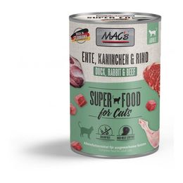 MAC's Cat Fleischmen&uuml; Ente Kaninchen und Rind Katzen-Nassfutter getreidefrei 6x400g
