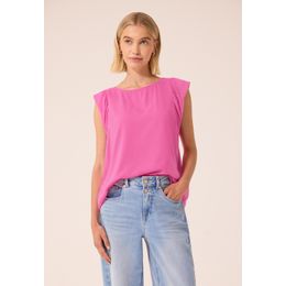 Kurzarmbluse STREET ONE STUDIO, Damen, Gr. 34, simply pink, Stoff, 100% Viskose, unifarben, klassisch normal, Rundhals, normaler Saum, Blusen, mit Rundhalsausschnitt