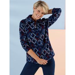 Fleeceshirt Classic Basics "Fleece-Shirt", Damen, Gr. 42, marine, bleu, bedruckt, 100% Polyester, gemustert, Shirts