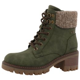 Winterstiefelette Tom Tailor, Damen, Gr. 37, khaki, Lederimitat, Textil, Basic, Schuhe Winterstiefelette, Workerboots, Stiefelette mit Blockabsatz