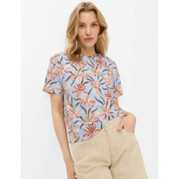 Kurzarmshirt Brax "Style CARA S", Damen, Gr. 32, dunkelblau, 47% Baumwolle, 47% Modal, 6% Elasthan, Rundhals, Shirts