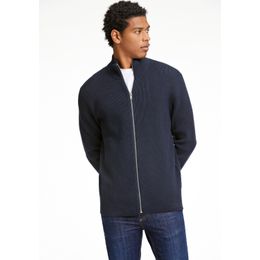 Cardigan LINDBERGH "Cardigan Relaxed Fit", Herren, Gr. L, blau (navy), Obermaterial: 80% Baumwolle, 20% Polyester, unifarben, Strickjacken