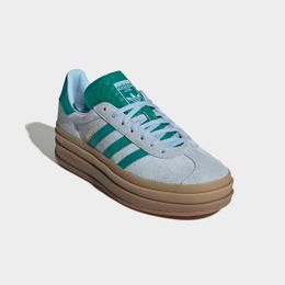 Plateausneaker adidas originals "GAZELLE BOLD", Damen, Gr. 36, clear sky, equipment gr&uuml;n, gold metallic, Leder, Synthetik, Schuhe Plateausneaker