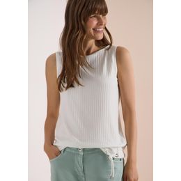 Ripptanktop Cecil, Damen, Gr. L (42), vanillewei&szlig;, Stoff, 48% Polyester, 48% Viskose, 4% Elasthan, unifarben, comfort fit normal, U-Boot-Ausschnitt, normaler Saum, Tops, mit Rippstrick-Struktur