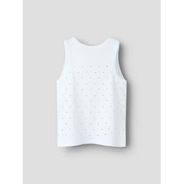 Tanktop name it "NKFHEBA SLIM TANK TOP", M&auml;dchen, Gr. 122/128, hellwei&szlig;, Jersey, Obermaterial: 95% Baumwolle, 5% Elasthan, bedruckt, slim fit normal, Rundhals, Tops Tanktop, Baumwollmischung, slim fit
