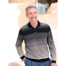 Marco Donati Herren Langarm-Poloshirt "Langarm-Shirt"schwarz, anthrazit, gestreift, Gr. 44, gemustert, gestreift, 100% Baumwolle, Shirts