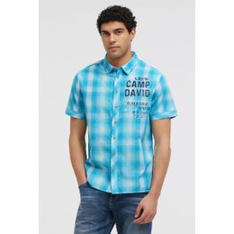 Kurzarmhemd CAMP DAVID, Herren, Gr. 4XL, Normalgr&ouml;&szlig;en, blau, Web, Material: 100% Baumwolle, regular fit normal, gerader Abschluss, Hemden, aus Baumwolle