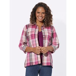 Karobluse Casual Looks, Damen, Gr. 36, pink (fuchsia, kariert), 100% Baumwolle, gemustert, kariert, Blusen Karobluse