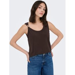 Jacqueline de Yong Tanktop JDY "JDYUFFA S/L TOP JRS NOOS", Damen, Gr. M, chicory coffee, Jersey, Obermaterial: 62% Polyester, 33% Viskose, 5% Elasthan, unifarben, normal, Rundhals, Tops Tanktop