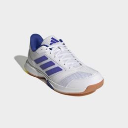 Hallenschuh adidas Performance "LIGRA 8 INDOOR", Herren, Gr. 41, cloud wei&szlig;, solar lila, semi lucid blau, Synthetik, Textil, Schuhe Hallenschuh, geeignet f&uuml;r jeden Hallensport