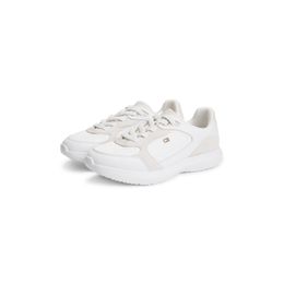 Sneaker Tommy Hilfiger "TH LIGHT RUNNER", Damen, Gr. 37, wei&szlig;, Leder, Lederimitat, Textil, Veloursleder, Schuhe Sneaker, Halbschuh, Schn&uuml;rer mit Logoschriftzug an der Schuhzunge