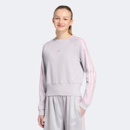 Sweatshirt adidas Sportswear "SATIN", M&auml;dchen, Gr. 128, lgh solid grau, clear pink, Obermaterial: 70% Baumwolle, 30% Polyester, normal, Rundhals, angesetztes B&uuml;ndchen, Sweatshirts Sweatshirt