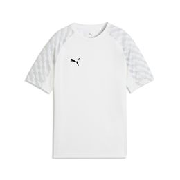 Trainingsshirt Puma "TEAMLIGA26 JERSEY JR", Kinder, Gr. 128, Puma wei&szlig;, Puma schwarz, flat light gray, Interlock, Obermaterial: 100% Polyester, mehrfarbig, regular fit normal, Rundhals, Shirts, Kurzarm, sportlicher Stil, f&uuml;r Fu&szlig;ball, atmungsaktiv