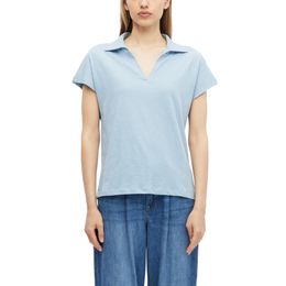 Poloshirt s.Oliver, Damen, Gr. 36, coastal blau, Jersey, Obermaterial: 100% Baumwolle, unifarben, normal h&uuml;ftbedeckend, V-Ausschnitt, abgesteppte Kante, Shirts, Sommershirt mit Polokragen