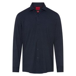 Businesshemd Hugo "Kenno", Herren, Gr. 40, N-Gr, dunkelblau405, Web, Obermaterial: 90% Polyamid, 10% Elasthan, unifarben, slim fit normal, Rundhals, 2-Knopf-Manschette mit Schlitz, Hemden, Kentkragen, Slim Fit, Baumwoll-Mix