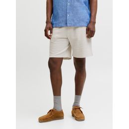 Jack & Jones Shorts JACK & JONES "JPSTKARL MAY JOGGER SHORTS REG RET", Herren, Gr. L, N-Gr, cloud dancer stripes:moonbeam, Web, Obermaterial: 70% Baumwolle, 29% Polyester, 1% Elasthan, gestreift, Hosen Shorts, aus Baumwollmischung, mit elastischem Bund, in Stretch-Qualit&auml;t