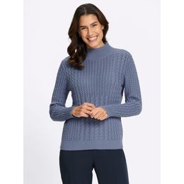 Stehkragenpullover Inspirationen "Stehkragen-Pullover", Damen, Gr. 40, taubenblau, 100% Baumwolle, unifarben, Pullover Stehkragenpullover