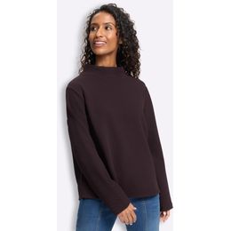 Sweatshirt Heine, Damen, Gr. 34, burgund, 50% Baumwolle, 45% Polyester, 5% Elasthan, meliert, unifarben, Sweatshirts Sweatshirt