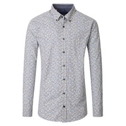 Langarmhemd Casamoda "Casamoda Freizeithemd Print", Herren, Gr. L, Normalgr&ouml;&szlig;en, beige, 100% Baumwolle, bedruckt, l&auml;ssig geschnitten, Hemden