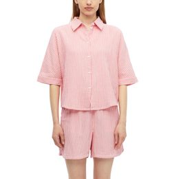 Hemdbluse s.Oliver, Damen, Gr. 36, marsala pink stripe, Web, Obermaterial: 100% Baumwolle, gestreift, l&auml;ssig geschnitten h&uuml;ftbedeckend, Rundhals, abgesteppte Kante, Blusen Hemdbluse, Gestreifte Sommerbluse - 3/4-Arm