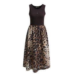 Smith & Soul A-Linien-Kleid SMITH & SOUL, Damen, Gr. L, N-Gr, schwarz choc print, Rippware, Obermaterial: 100% Baumwolle, gemustert, Midi, Rundhals, Kleider, aus Baumwolle, gemustert