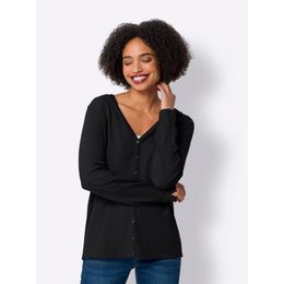 Kapuzenstrickjacke Heine, Damen, Gr. 38, schwarz, 50% Viskose, 28% Polyester, 22% Polyamid, meliert, unifarben, Strickjacken