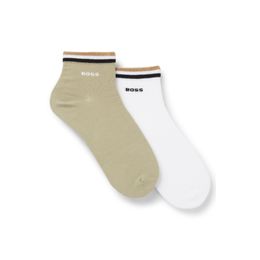 Freizeitsocken BOSS "2P SH Stripe CC", Herren, Gr. 39-42, beige (medium gr&uuml;n 312), Baumwollmischung, elastisch, Socken, mit BOSS Schriftzug