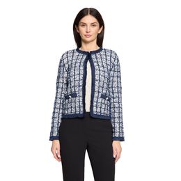BETTY & CO Strickjacke BETTY & CO "Damen mit Fransen", Damen, Gr. 36, wei&szlig;, dunkelblau, Strick, Obermaterial: 57% Baumwolle, 43% Polyester, gerade normal, Rundhals, Strickjacken Strickjacke