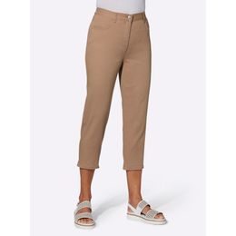 7/8-Jeans Casual Looks, Damen, Gr. 18, Kurzgr&ouml;&szlig;en, braun (cognac), 96% Baumwolle, 4% Elasthan, unifarben, 7/8-L&auml;nge, Jeans