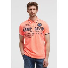 Poloshirt CAMP DAVID, Herren, Gr. 4XL, neon flame, Piqu&eacute;, Material: 65% Polyester, 35% Baumwolle, bedruckt, regular fit normal, hoch geschlossener Ausschnitt, eingesetzt Rippb&uuml;ndchen, Shirts, mit Baumwolle