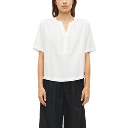 Kurzarmbluse s.Oliver, Damen, Gr. 36, wei&szlig;, Web, Obermaterial: 60% Viskose, 40% Baumwolle, unifarben, l&auml;ssig geschnitten h&uuml;ftbedeckend, Rundhals, abgesteppte Kante, Blusen, Sommerbluse mit Tunika-Auschnitt