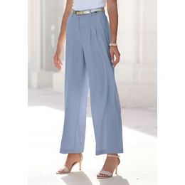 Palazzohose Lascana "mit weitem Bein aus weicher und leichter Webware", Damen, Gr. 34, N-Gr, blau (hellblau), Stoff, Obermaterial: 64% Polyester, 32% Viskose, 4% Elasthan, unifarben, figurumspielend lang, Hosen Palazzohose, Sommerhose im Business-Look, elegante Anzughose mit Taschen, Topseller
