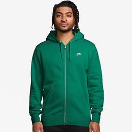Kapuzensweatjacke Nike Sportswear "M NK CLUB BB FZ HOODIE", Herren, Gr. L, malachite, ma, Jersey, Obermaterial: 80% Baumwolle, 20% Polyester, normal, Rundhals, Sweatjacken, sportlicher Stil, f&uuml;r sportliche Aktivit&auml;ten und Freizeit
